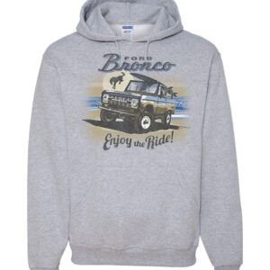 Wild Bobby Classic Vintage Ford Bronco Enjoy The Ride Cars and Trucks Unisex Hoodie Sweatshirt, Heather Grey, Large