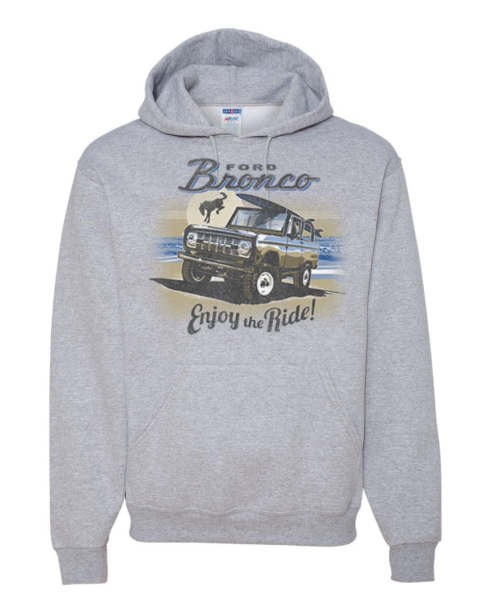 Wild Bobby Classic Vintage Ford Bronco Enjoy The Ride Cars and Trucks Unisex Hoodie Sweatshirt, Heather Grey, Large