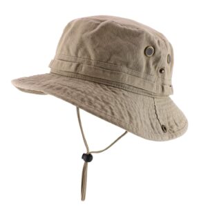 armycrew big oversized jungle boonie bucket hat with chin string fits upto xxxl - khaki - 2xl-3xl