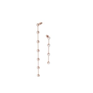 swarovski constella asymmetrical pierced drop earrings, clear crystals on a rose-gold tone finish setting, part of the swarovski constella collection