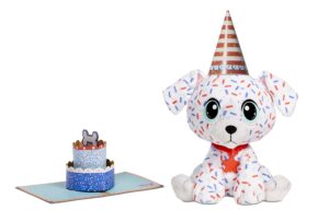 little tikes rescue tales present surprise dalmatian, soft plush stuffed animal toy, birthday music & accessories, adoption tag, certificate- gifts for kids, toys for girls & boys ages 3 4 5