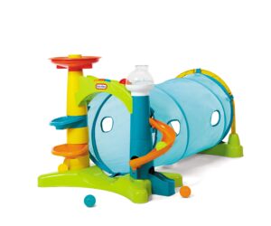 little tikes learn & play 2-in-1 activity tunnel with ball drop game, windows, silly sounds, music, accessories, collapsible for easy storage- gifts for kids, toy for boys girls age 1 2 3 year olds