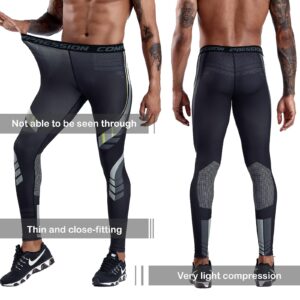 OEBLD Compression Pants Men UV Blocking Running Tights 1 or 2 Pack Gym Yoga Leggings for Athletic Workout