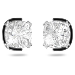 swarovski harmonia stud pierced earrings, clear cushion-cut crystals with a mixed-metal setting, part of the harmonia collection