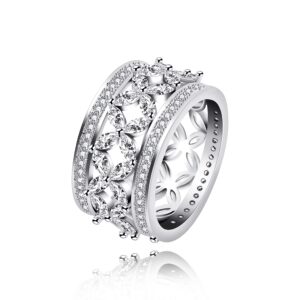 uloveido marquise cut cz butterfly ring for women, wide wedding band statement rings engagement anniversary y1209 (size 10)