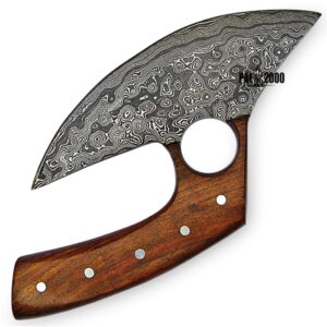 PAL 2000 KNIVES ULU-9881 Handmade Damascus Steel 6 Inch Blade Ulu Knife Rosewood Handle