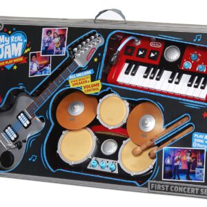 Little Tikes My Real Jam First Concert Set with Electric Guitar, Drum and Keyboard, 4 Play Modes, and Bluetooth Connectivity - for Kids Ages 3+