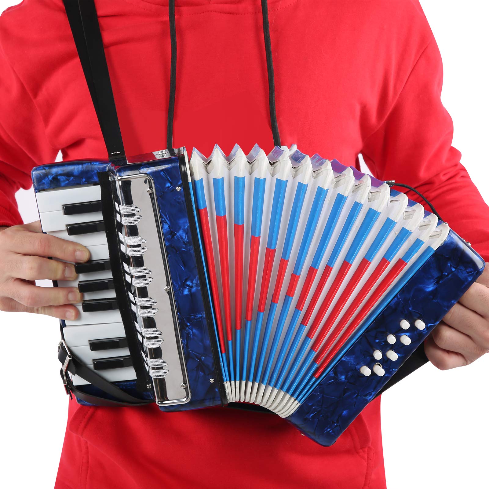 Kids Accordion, Professional Accordian Toy 17 Key 8 Bass Piano Accordion for Students, Beginner Accordion Mini Musical Instruments for Boys & Girls Music Lovers