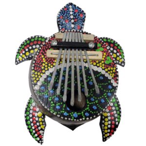 turtle kalimba coconut shell body amplify sound steel tines resonant sound amazing clear musical notes - soothing tones can be played for meditative calm and relaxation unique coastal décor (dot art)