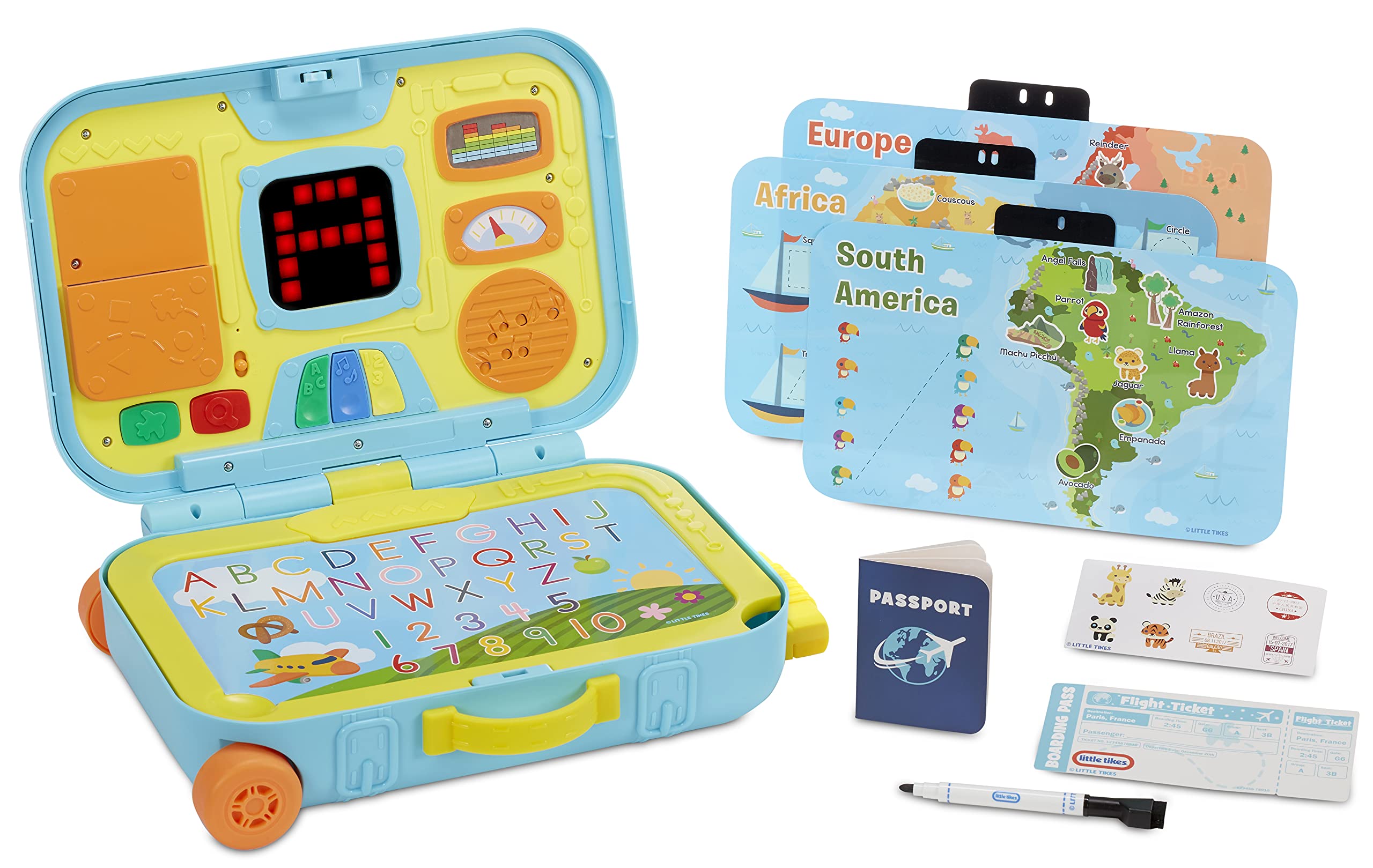 Little Tikes Learning Activity Suitcase Roll and Go Interactive LCD Screen w/Music Songs Sounds Travel Phrases, Learn Letters Numbers Shapes, Gift for Preschool Kids, Toys for Boys Girls Ages 3 4 5+