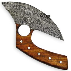 PAL 2000 KNIVES ULU-9881 Handmade Damascus Steel 6 Inch Blade Ulu Knife Rosewood Handle