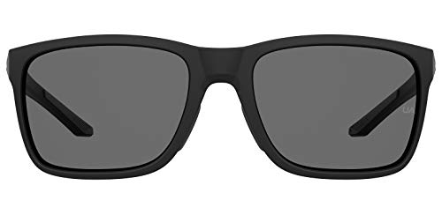 UA Hustle Rectangular Sunglasses, Matte Black Frame w/ Polarized Gray Lenses