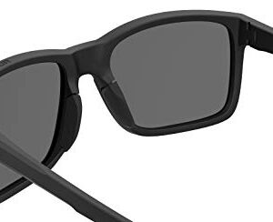 UA Hustle Rectangular Sunglasses, Matte Black Frame w/ Polarized Gray Lenses