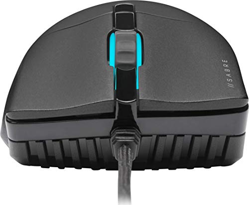 CORSAIR SABRE RGB PRO CHAMPION SERIES FPS/MOBA Gaming Mouse - Ergonomic Shape for Esports and Competitive Play - Ultra-Lightweight 74g - Flexible Paracord Cable,Black