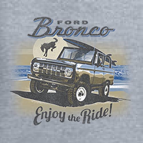 Wild Bobby Classic Vintage Ford Bronco Enjoy The Ride Cars and Trucks Front and Back Unisex Graphic Hoodie Sweatshirt, Heather Grey, Medium