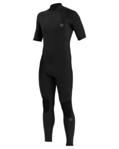 billabong mens 2/2mm absolute back zip short sleeve fullsuit - black | s