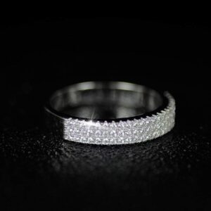 XINQI Platinum or Gold Plated 3-Row Round-Cut Pave Band Ring Zirconia Engagement Wedding Bands Wedding Ring for Women Anniversary Eternity Band Width Rings CZ Engagement Bridal Ring (9)