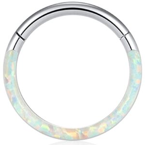 uzgtvy septum ring jewelry 16g stainless sugical steel septum hinged segment seamless clicker nose nostril ring belly button hoop daith rook cartilage helix tragus earring piercing jewerly women men