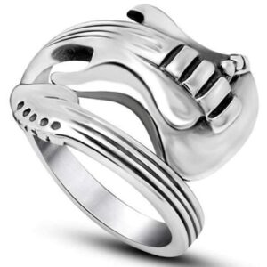 jude jewelers stainless steel guitar style music concert cocktail party evening school graduation ring (silver, 6)