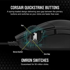 CORSAIR SABRE RGB PRO CHAMPION SERIES FPS/MOBA Gaming Mouse - Ergonomic Shape for Esports and Competitive Play - Ultra-Lightweight 74g - Flexible Paracord Cable,Black