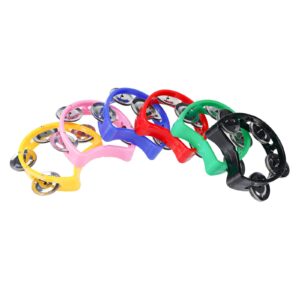 Patioer Hand Tambourine Bells, 12 Pcs Plastic Musical Percussion Tambourine with 4 Bells, Metal Jingles Tambourines