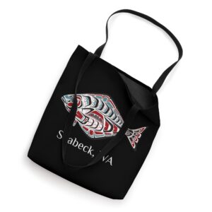 Seabeck Washington PNW Art Native American Halibut Tribal Tote Bag