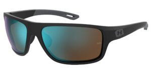 under armour men's ua 0004/s rectangular sunglasses, matte black blue/blue multi, 65mm, 16mm