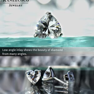 "STUNNING FLAME" 18K White Gold Plated 925 Sterling Silver Cubic Zirconia Heart Shape Cut Stud Earrings | CZ Studs for Women（Heart ，7）