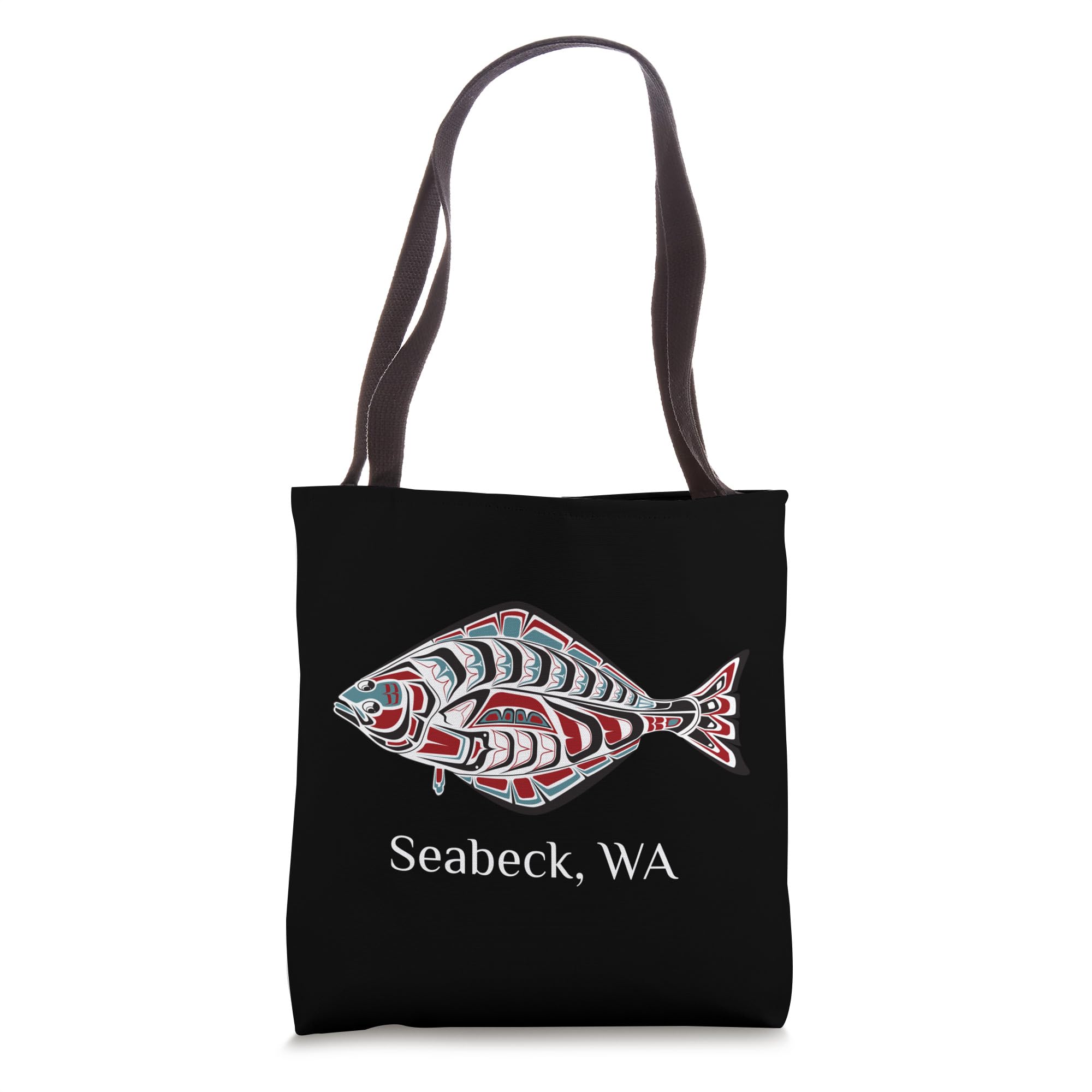 Seabeck Washington PNW Art Native American Halibut Tribal Tote Bag