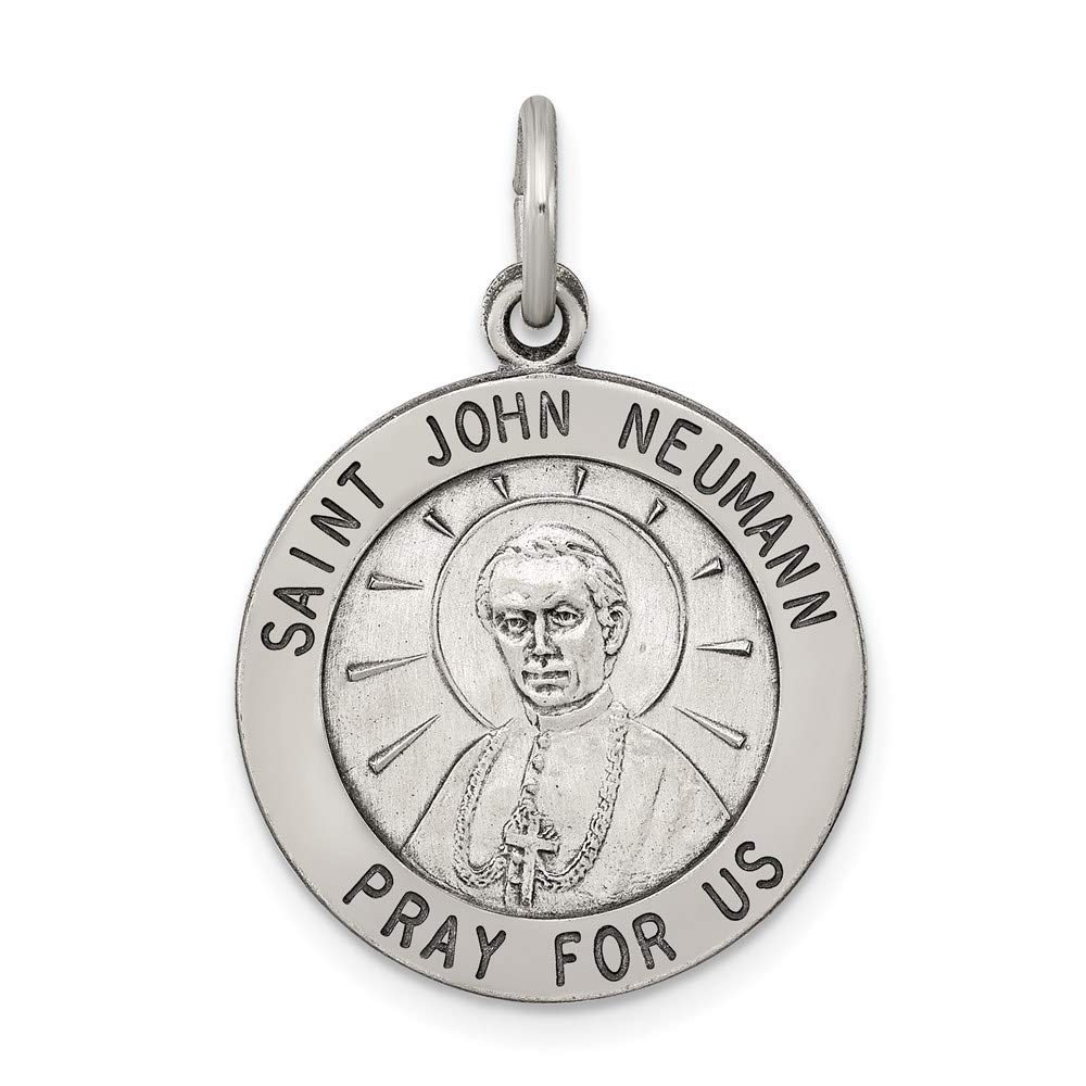 Sterling Silver Antiqued Saint John Neumann Medal 25mm 20mm style QC5745