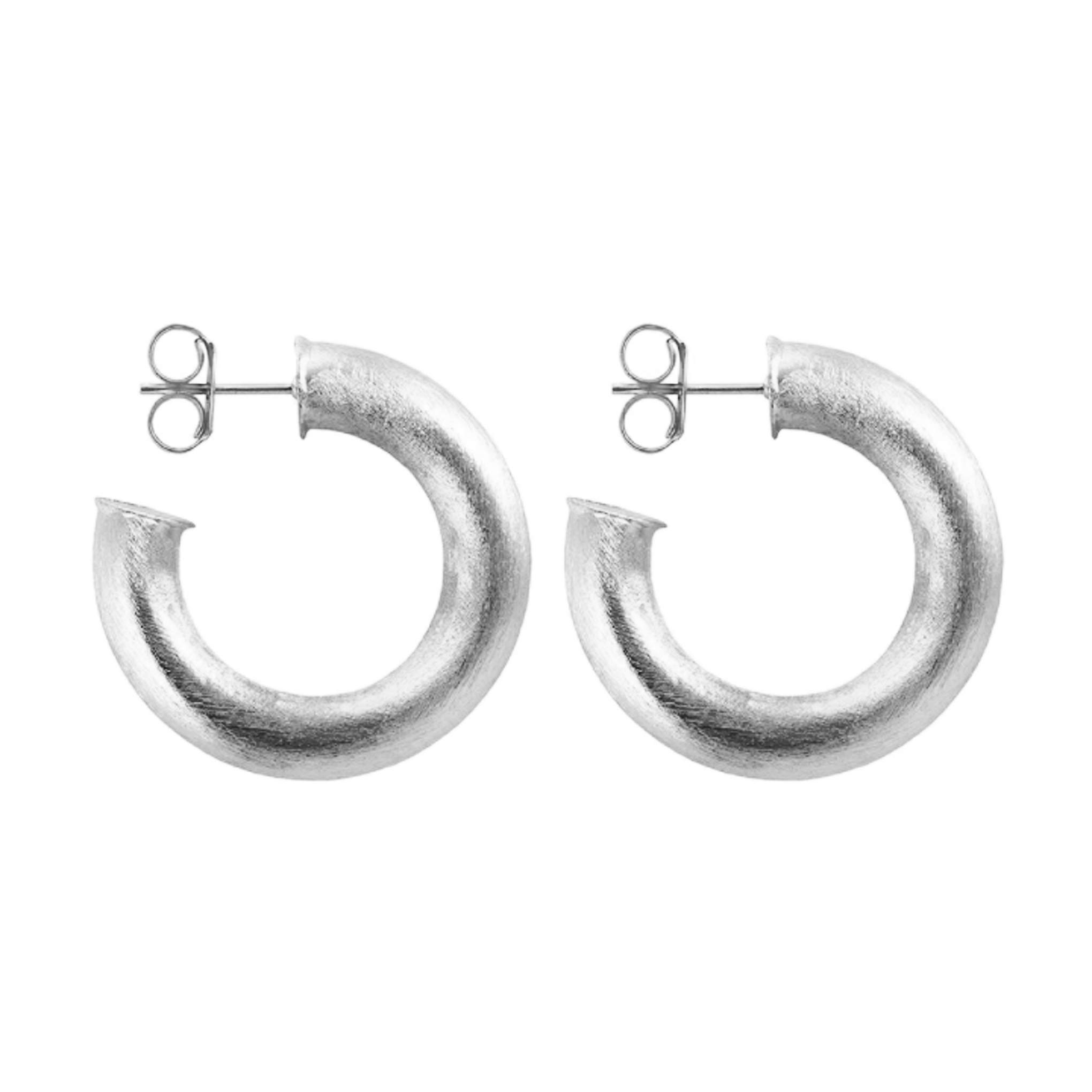 Sheila Fajl Thick Small Chantal Hoop Earrings in Brushed Silver Plated