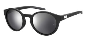 under armour men's male sunglass style ua 0006/s round, matte black silver/silver mirrored, 52mm, 22mm