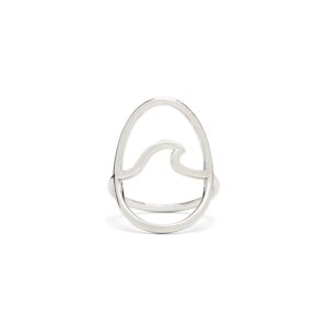 pura vida silver-plated statement large wave stackable ring - brass band, stylish design - size 7