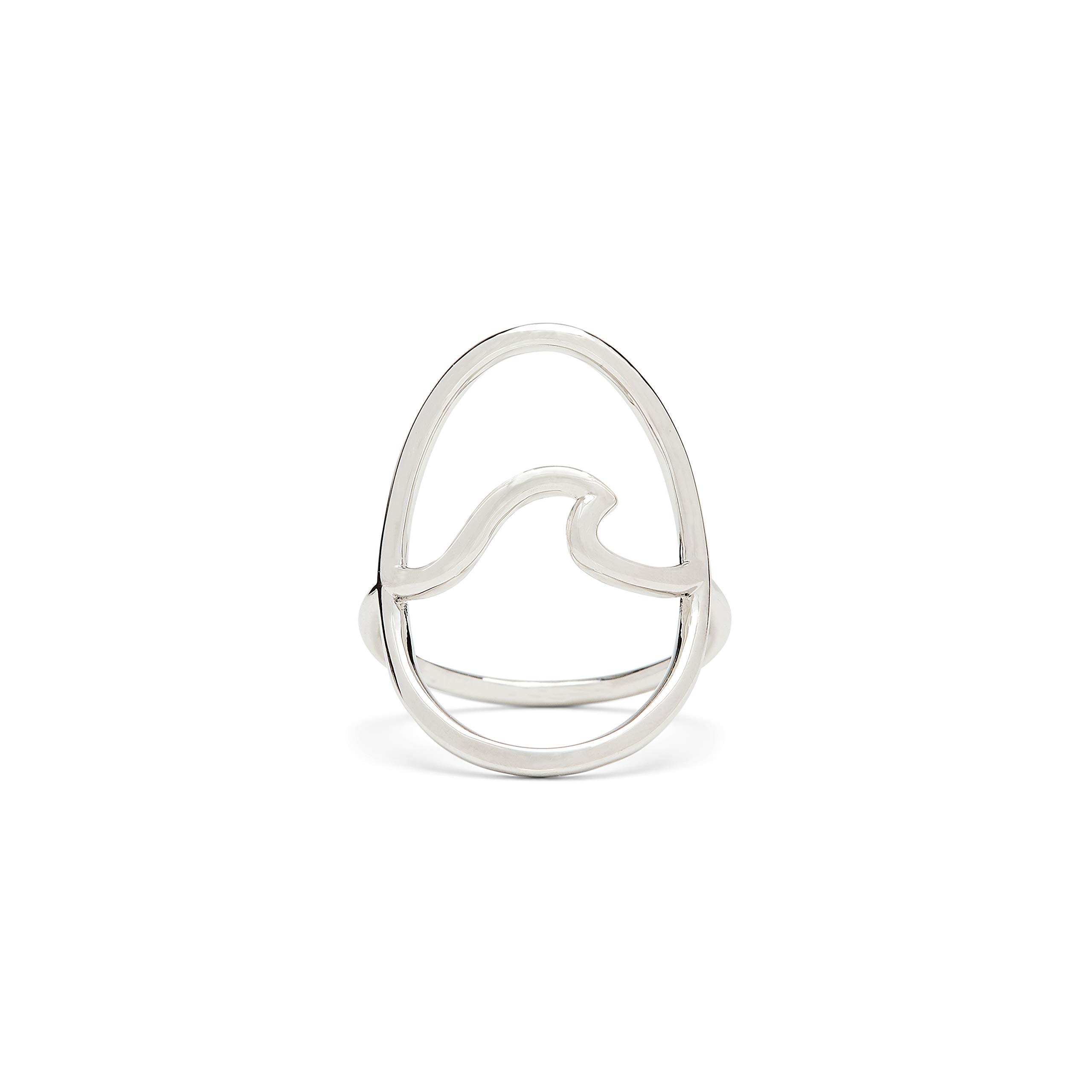 Pura Vida Silver-Plated Statement Large Wave Stackable Ring - Brass Band, Stylish Design - Size 7