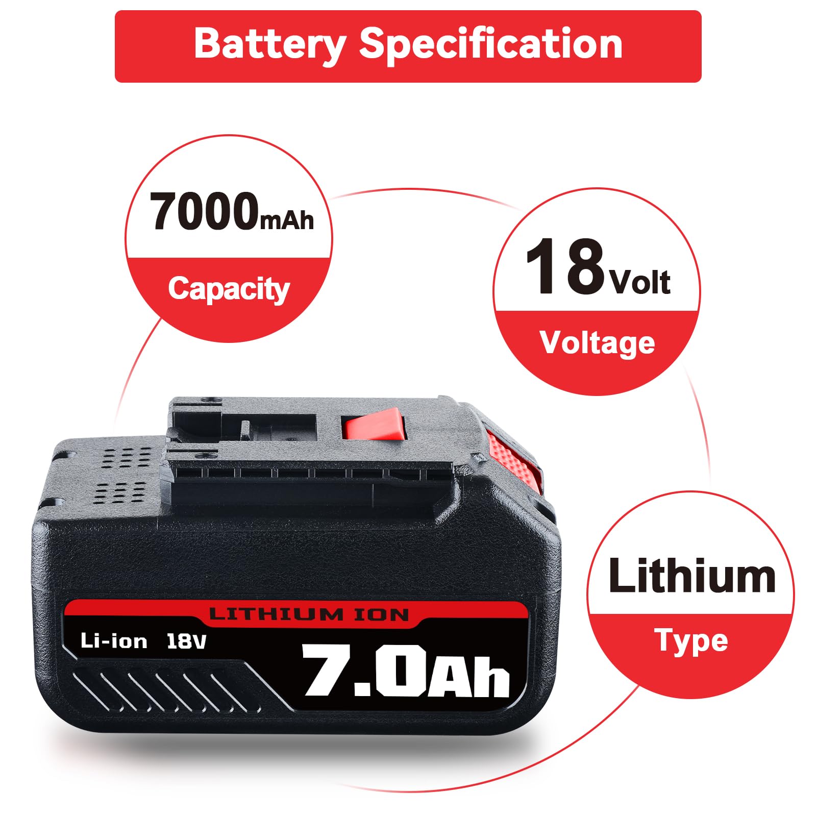 DASNITE 2Pack BAT609 7000mAh Replacement for Bosch 18V Battery BAT618 BAT609 BAT622 BAT609G BAT618G BAT619 BAT619G BAT610G Cordless Power Tool Li-ion Battery