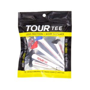 cmc design tour tee combo pack - frictionless golf tees for more distance & consistent yards - three 3.15” and two 1.75” golf tees