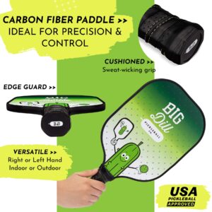 Big Dill Pickleball Original Carbon Fiber Pickleball Paddle | USA Pickleball Approved Paddles | Premium Graphite Pickleball Racket for Beginners to Pro Single Pickle Ball Paddle with Cover …