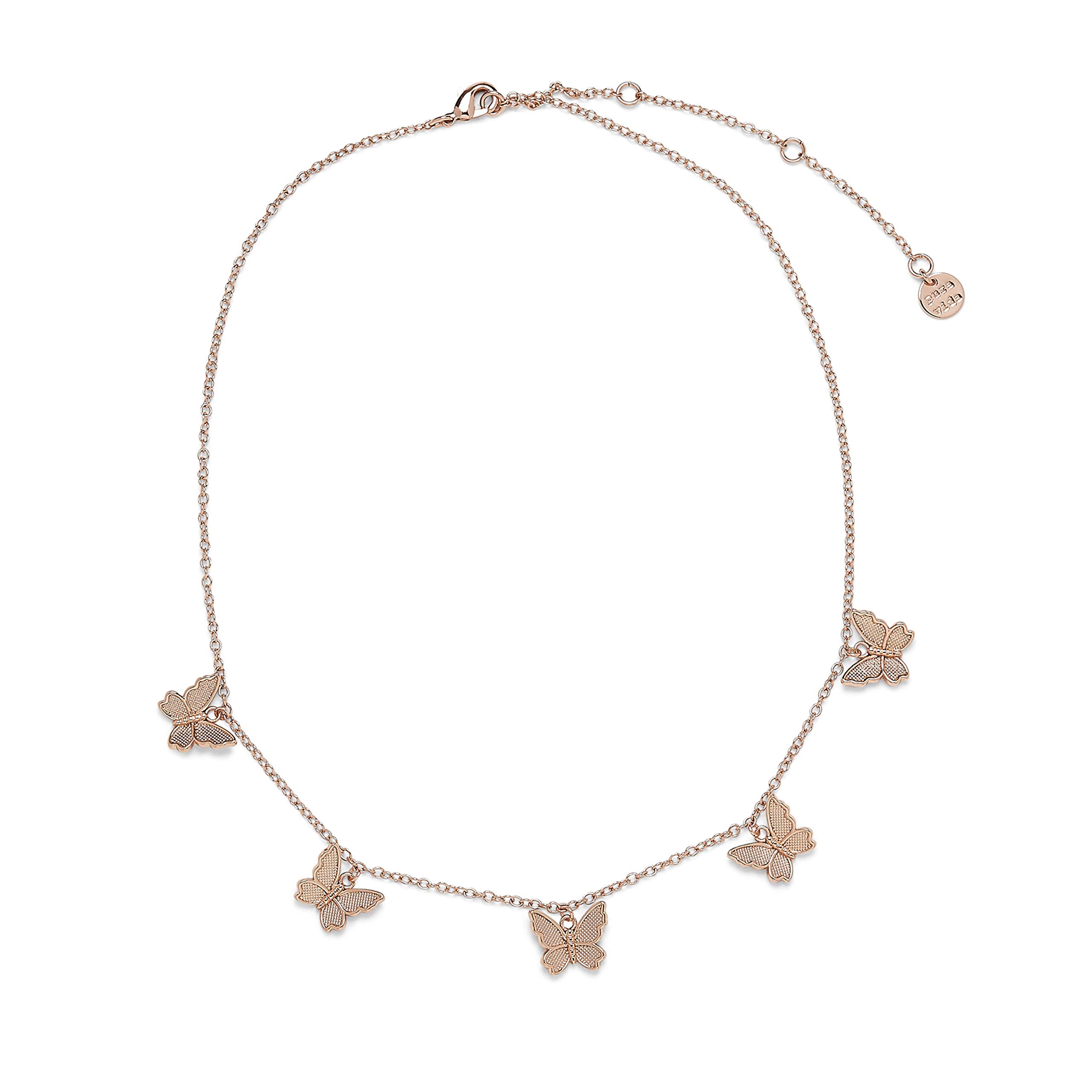 Pura Vida 14" Rose Gold Butterfly in Flight Choker Necklace - Adjustable Length, Brass Base - 3" Extender