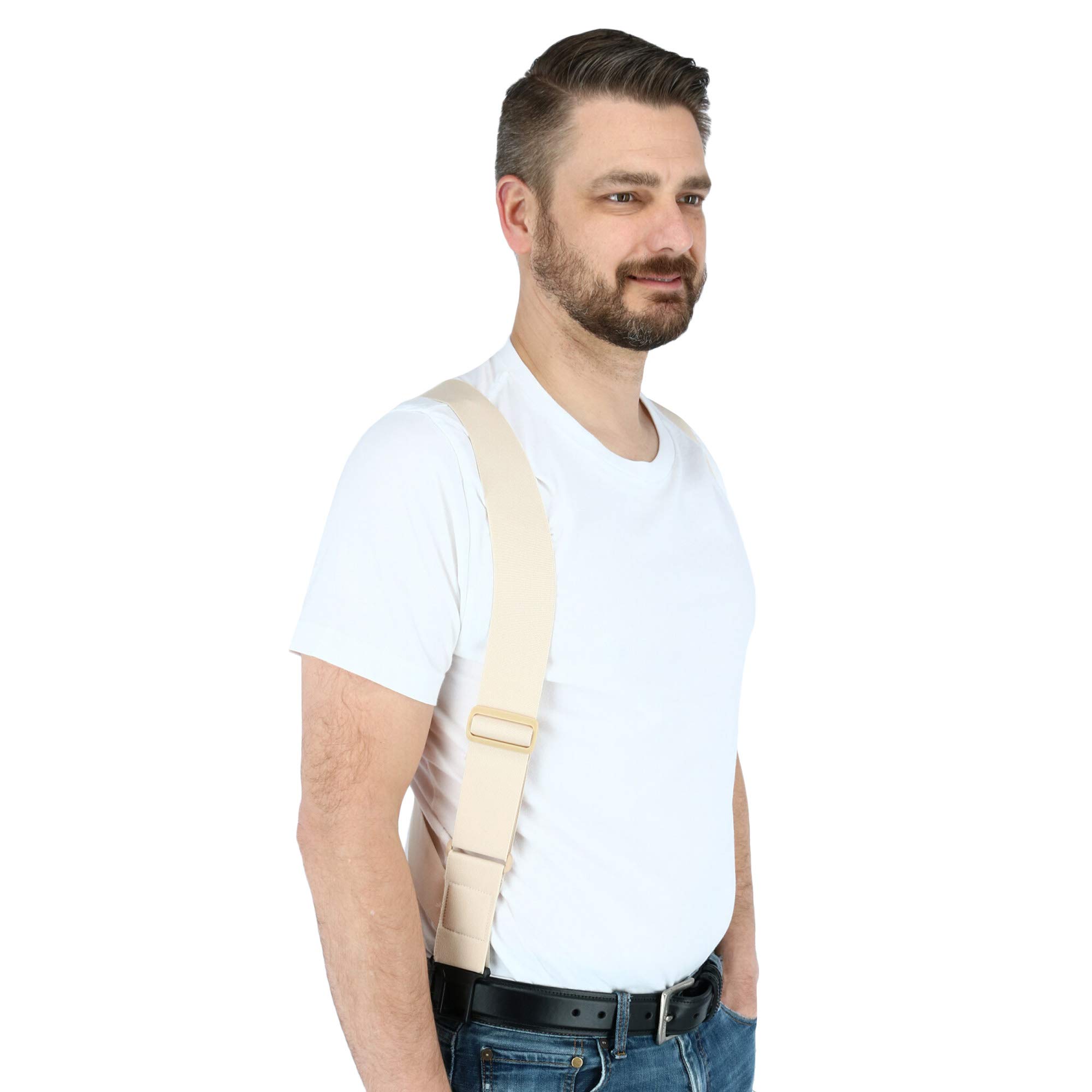 Perry Suspenders Men's Ultra Soft Undergarment Trucker Suspenders,Regular,Beige,Ps-ug200reg-bge-reg