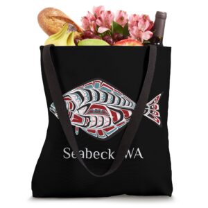 Seabeck Washington PNW Art Native American Halibut Tribal Tote Bag