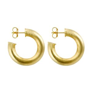 Sheila Fajl Small Chantal Thick Chunky Tube Lightweight Hoop Earrings for Women in Brushed 18k Gold Plated