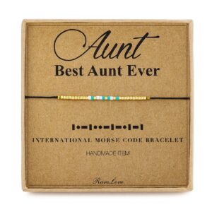 rarelove best aunt ever gifts aunt morse code beaded bracelet secret message jewelry gift for her, waterproof birthday mothers day gifts for aunts from niece nephew