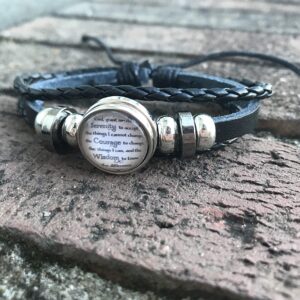 Serenity Prayer Leather Bracelet - Sobriety Gift for Men or Women - AA NA Gift Jewelry - Motivational Inspirational Addiction Recovery Gift - Sponsor or Sponsee Gift