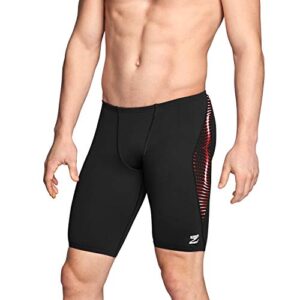 speedo men's standard swimsuit jammer endurance+ printed team colors, solar red, 34