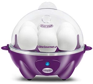 elite gourmet easy electric 7 egg capacity cooker, poacher, omelet maker, scrambled, soft, medium, hard boiled with auto shut-off and buzzer, bpa free