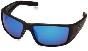 costa del mar man sunglasses matte black frame - blue mirror lenses - 60mm