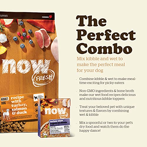 Now Fresh Dry Dog Food, Turkey, Salmon and Duck Recipe, 22 lbs - Grain Free Dog Food, Made with Real Meat and Fish for Small, Medium, and Large Breed Adults