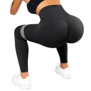 OMKAGI Women Scrunch Butt Lifting Leggings Seamless High Waisted Workout Yoga Pants(S,657-1-Black)