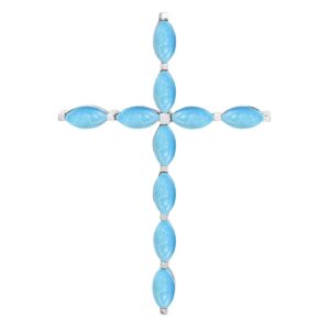 multi choice marquise shape gemstone 925 sterling silver cross design religious cluster pendant (larimar)