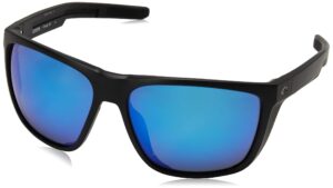 costa del mar man sunglasses, matte black frame blue mirror lenses - 62mm